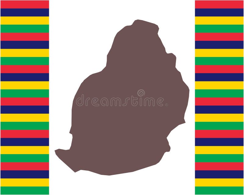 Map of Mauritius on Background with Flag Stock Vector - Illustration of ...