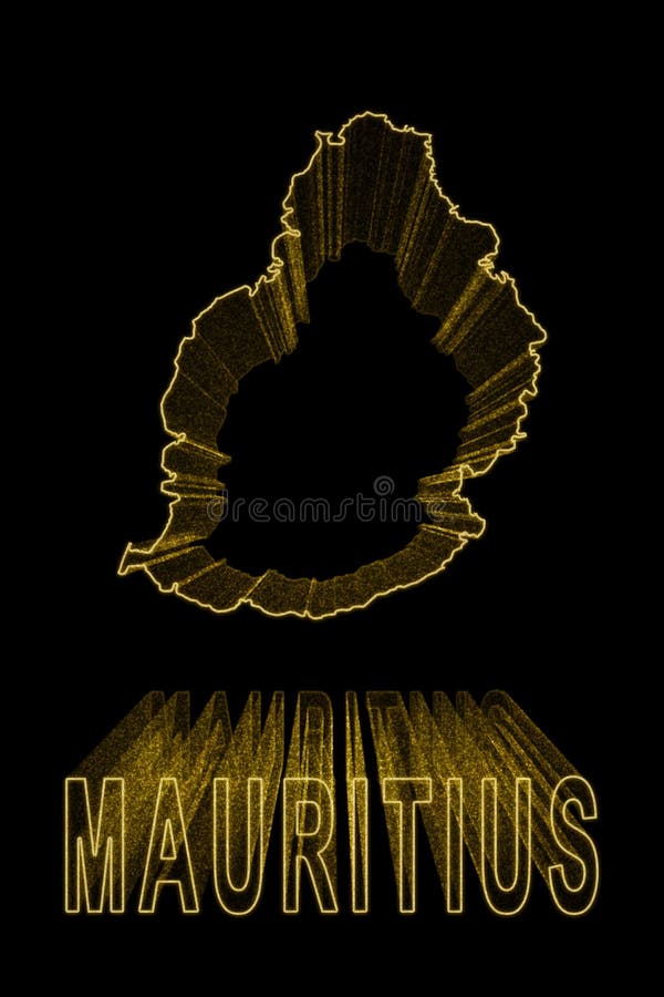 Map of Mauritius, Gold Map on Black Background Stock Illustration ...