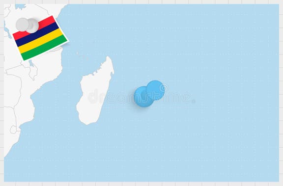 Map of Mauritius with a Pinned Blue Pin. Pinned Flag of Mauritius Stock ...