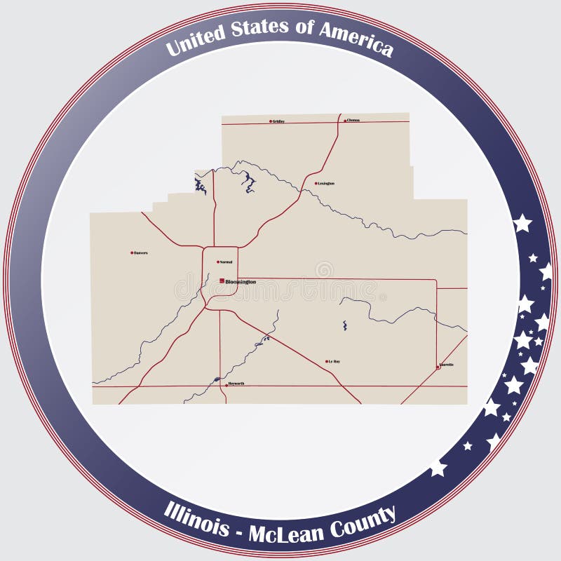 Map of MclEan County in Illinois Stock Vector - Illustration of colors ...