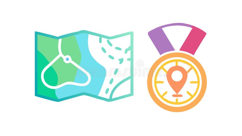 Map Medal Icon, Geographic Achievement Award, Vector Design Generative ...