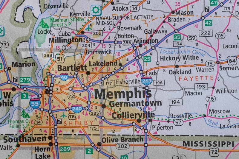 Map of Memphis Area editorial photo. Image of road, collierville ...