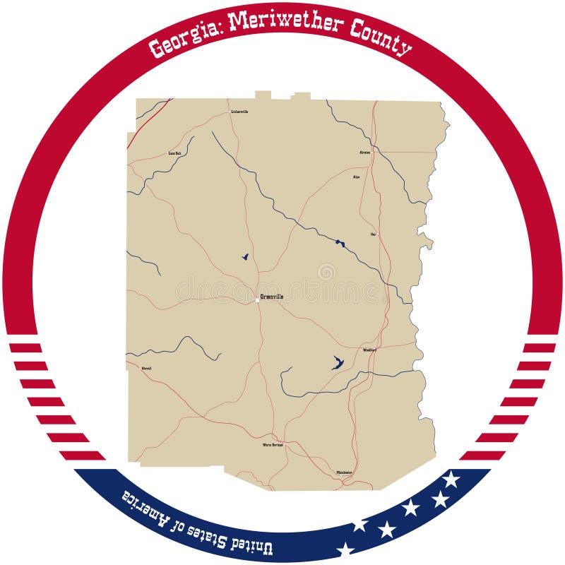 Map of Meriwether County in Georgia, USA Stock Illustration ...