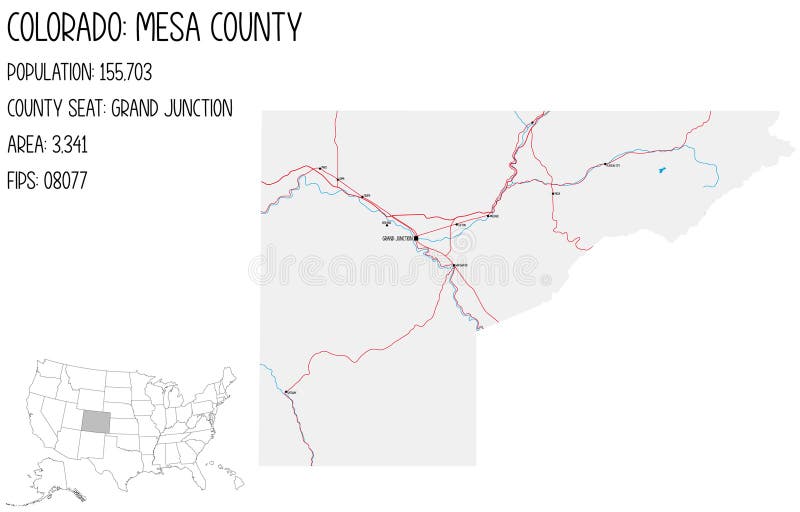 Map of Mesa County in Colorado, USA. Stock Vector - Illustration of ...