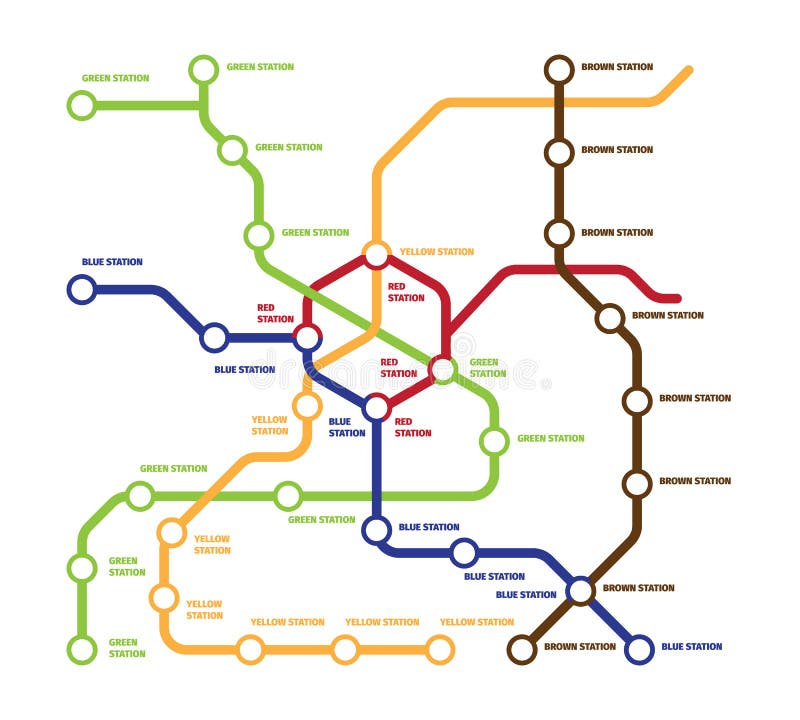 Map Metro Template Illustration. Highspeed Subway Large Number Stations ...