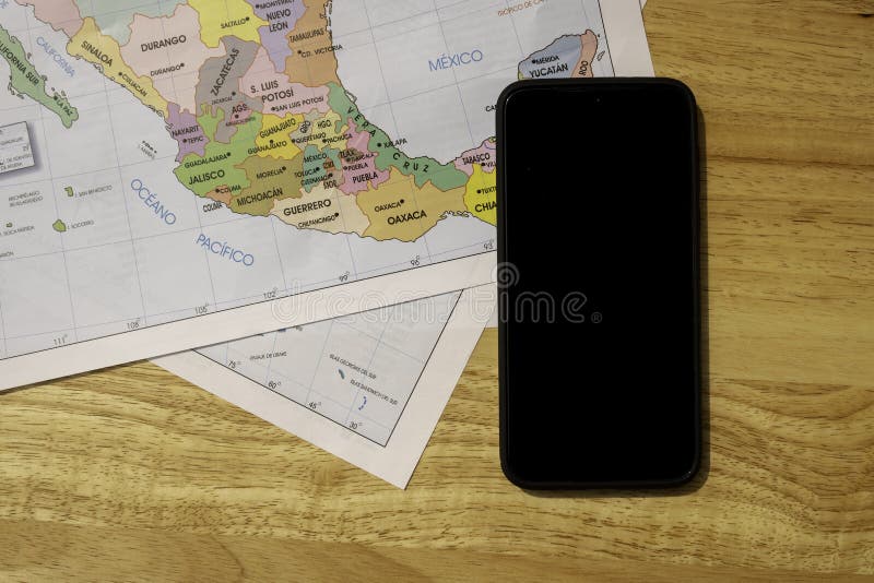 Map of the Mexican Republic with Cell Phone, Travel Concept Stock Image ...