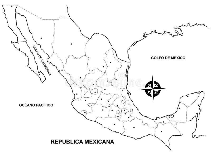 Map of the Mexican Republic or Mexico with Political Division and ...