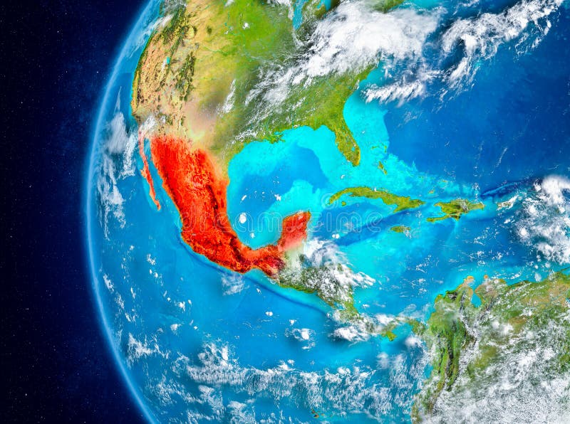 Mexico on Earth from space stock illustration. Illustration of ...