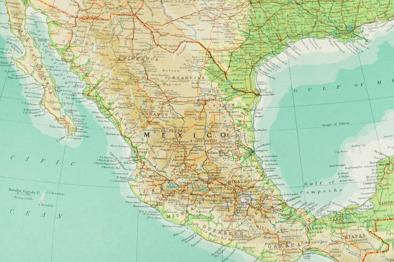 An Map of Mexico, Displaying Geographical Features Such As States ...