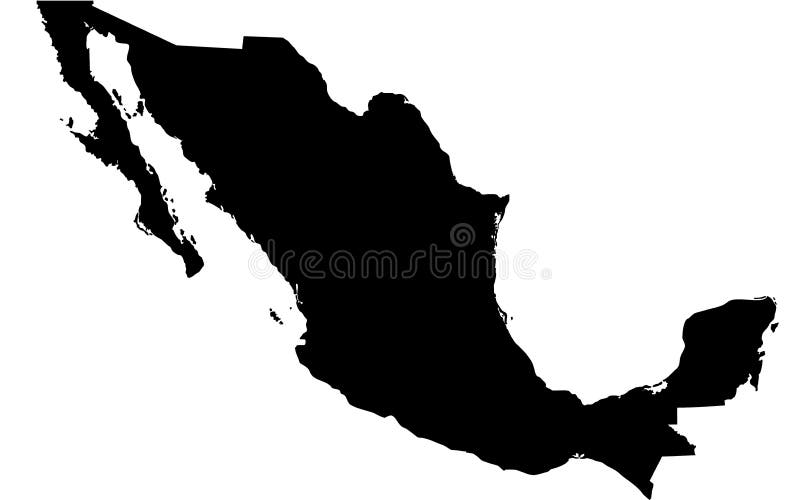 Map of Mexico in black stock illustration. Illustration of north ...