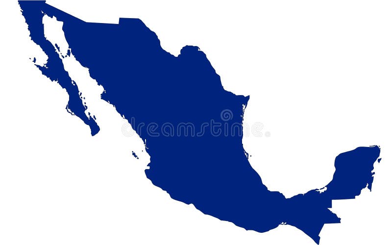 Map of Mexico in blue stock illustration. Illustration of country ...