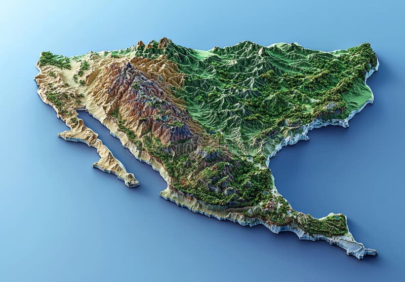 The Map of Mexico Has a Shaded Relief Color Height Texture in 3D Stock ...