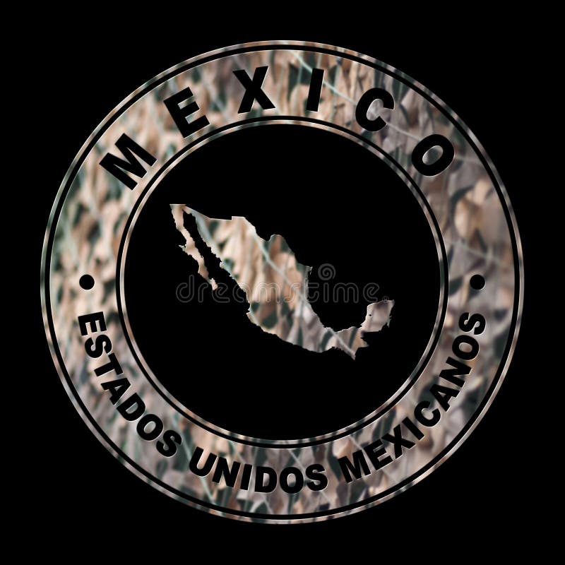 Map of Mexico, Military Stamp Stock Illustration - Illustration of ...