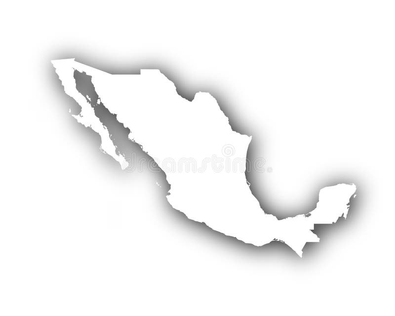 Map of Mexico with shadow stock vector. Illustration of black - 92345326