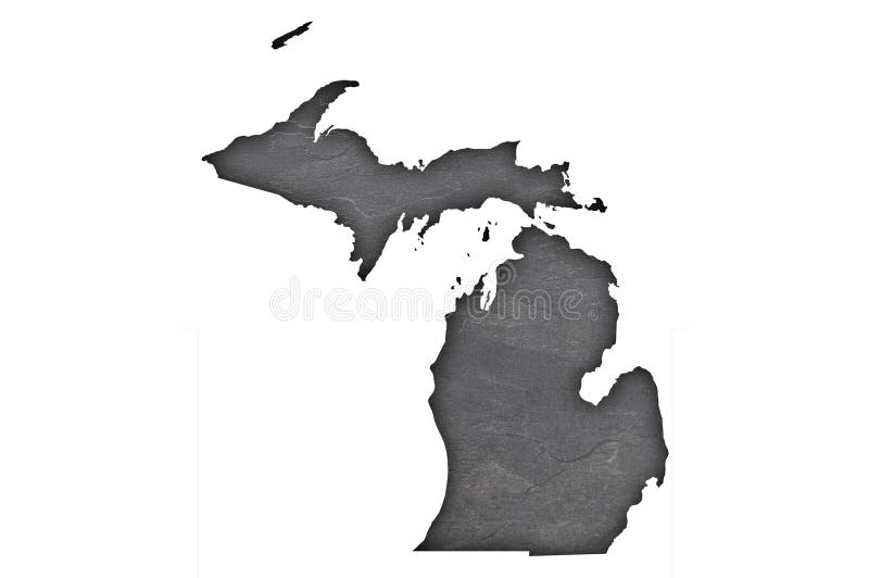 Michigan Map in Dark Color, Oval Map with Neighboring US States Stock ...