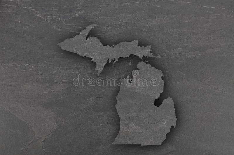 Map of Michigan on Dark Slate Stock Illustration - Illustration of dark ...
