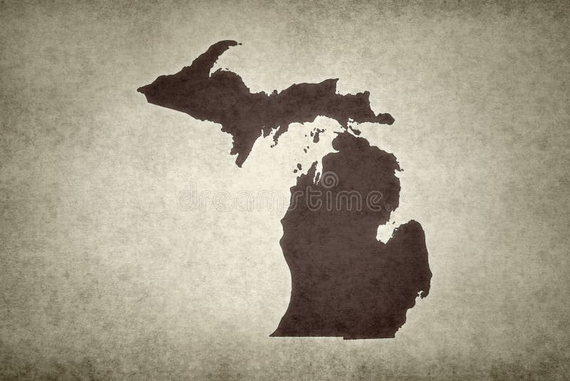 Map of Michigan on a paper stock illustration. Illustration of ancient ...