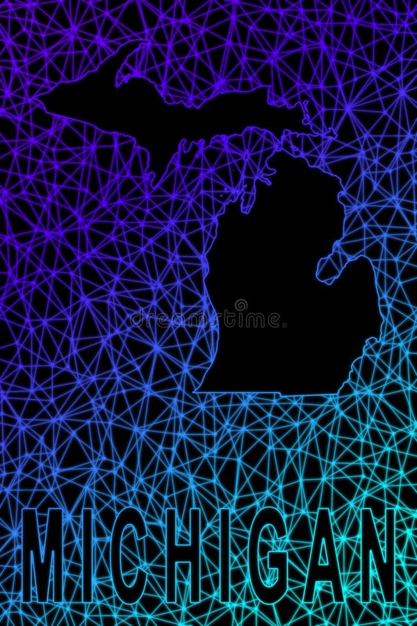Map of Michigan, Polygonal Mesh Line Map Stock Illustration ...