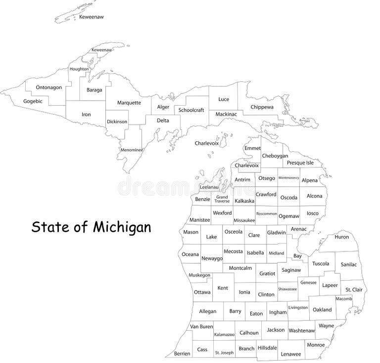 Michigan State Map Counties Stock Illustrations – 710 Michigan State ...
