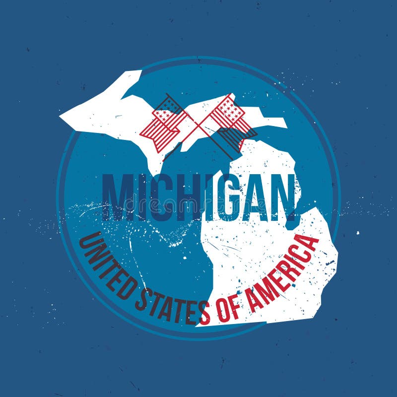 Map of Michigan State Label. Vector Illustration Decorative Design ...