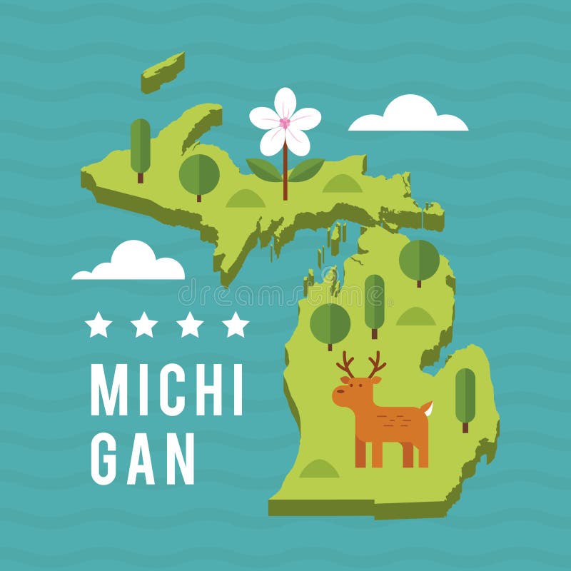 Map of Michigan State. Vector Illustration Decorative Design Stock ...