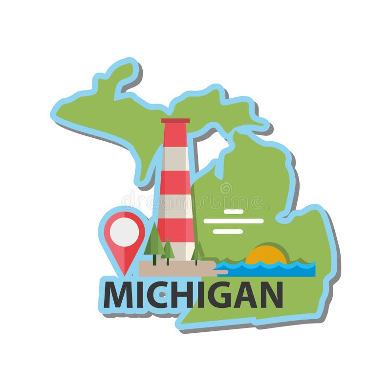 Map of Michigan State. Vector Illustration Decorative Design Stock ...