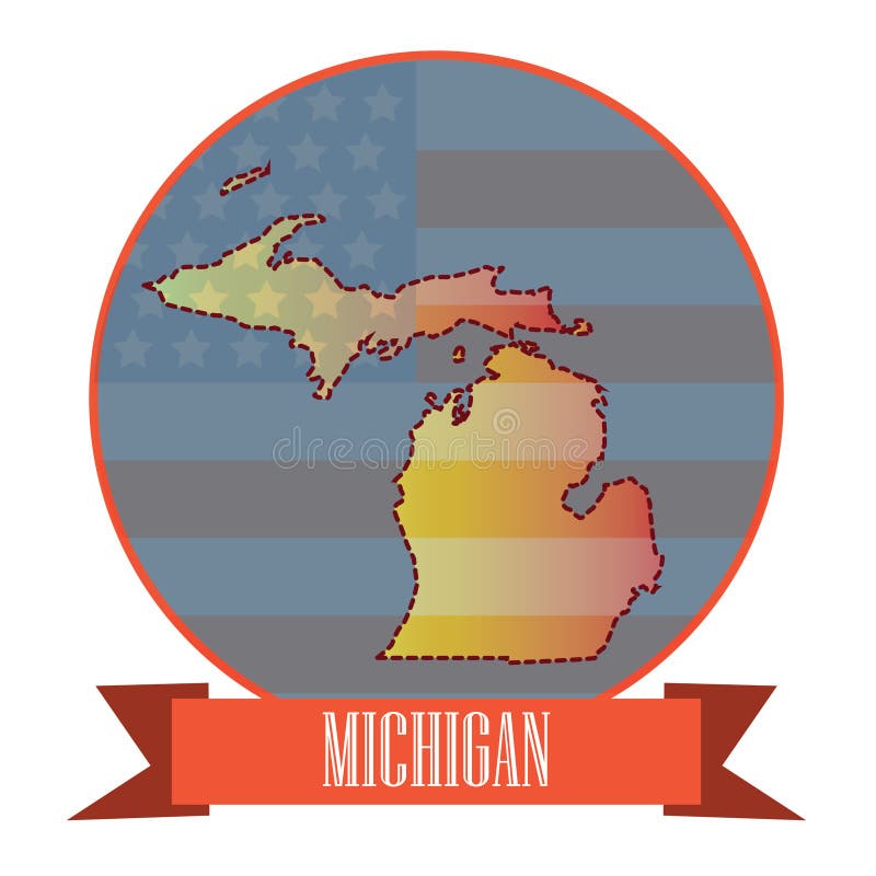 Map of Michigan State. Vector Illustration Decorative Design Stock ...