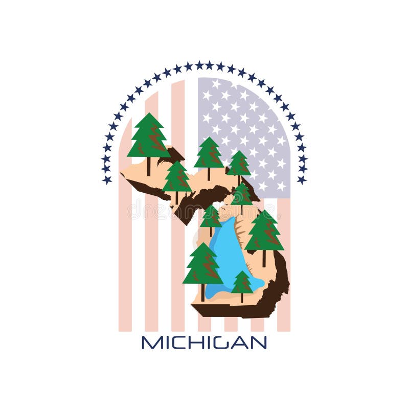 Map of Michigan State. Vector Illustration Decorative Design Stock ...