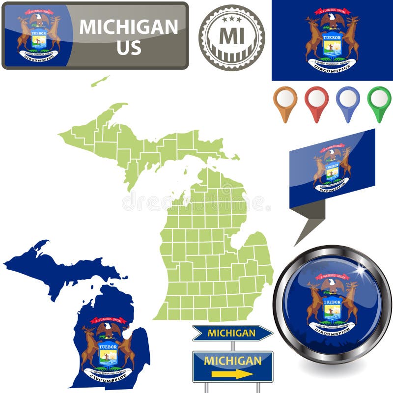 Map of Michigan, US stock vector. Illustration of sign - 214816094