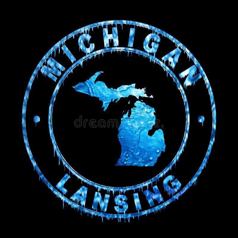 Map of Michigan Water Concept Stock Illustration - Illustration of ...