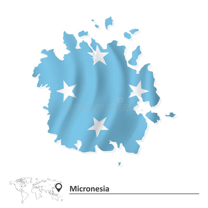 Map of Micronesia with Flag Stock Vector - Illustration of destination ...