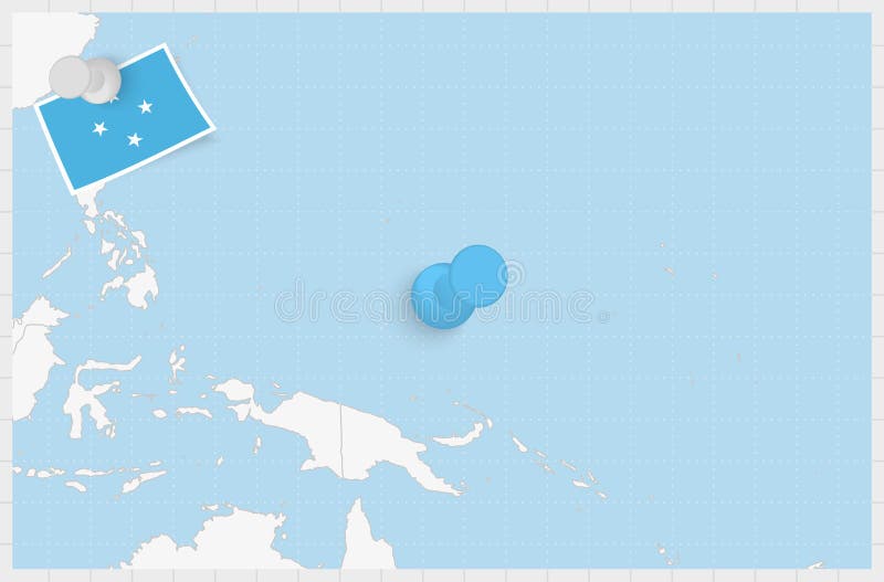 Map of Micronesia with a Pinned Blue Pin. Pinned Flag of Micronesia ...