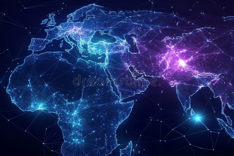 Map of Middle East North Africa, Europa Concept of Global Network ...