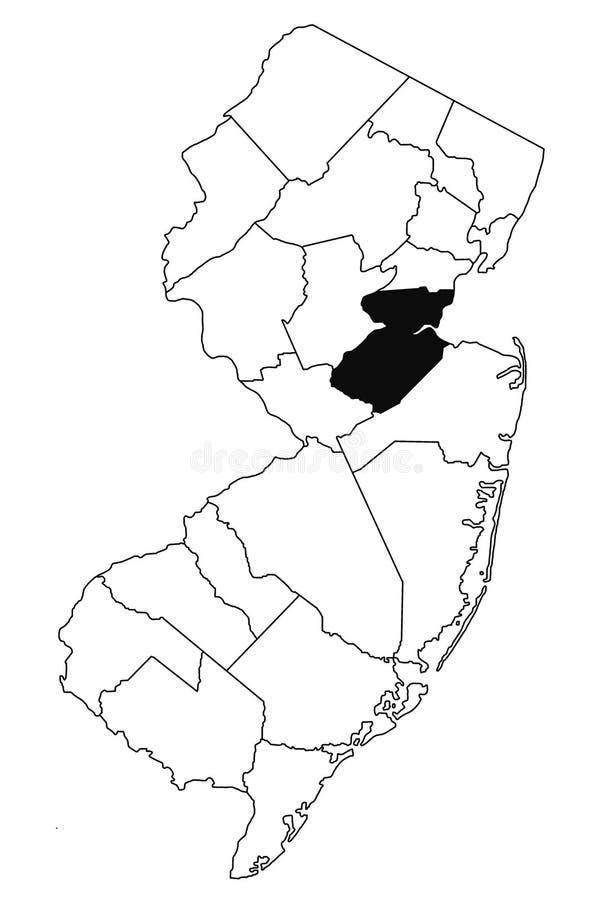 Map of Middlesex County in New Jersey State on White Background. Single ...