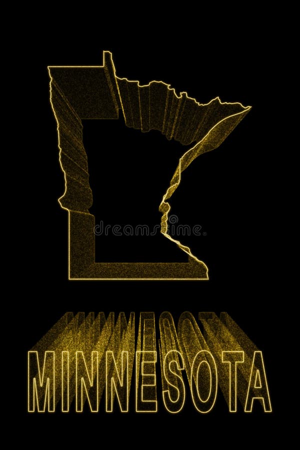 Gold Map of Minnesota Land of 10000 Lakes Stock Vector - Illustration ...