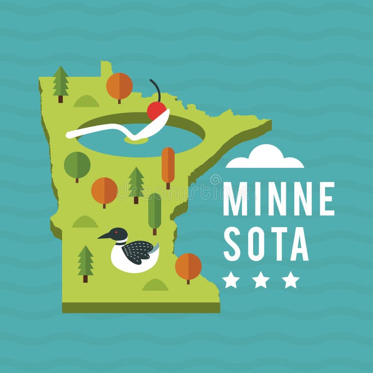 Map of Minnesota State. Vector Illustration Decorative Design Stock ...