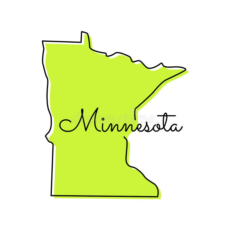 Minnesota Map, Vector Pen Drawing on Black Background Stock Vector ...