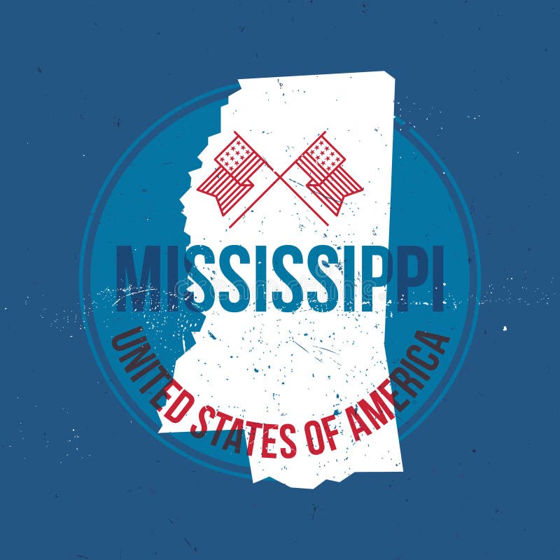 Map of Mississippi State Label. Vector Illustration Decorative Design ...