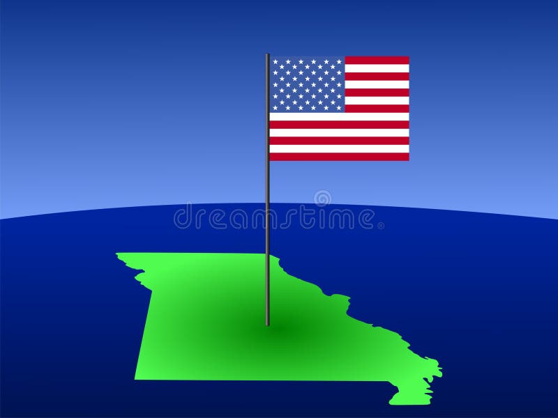 Map of Missouri with Flag stock illustration. Illustration of pole ...