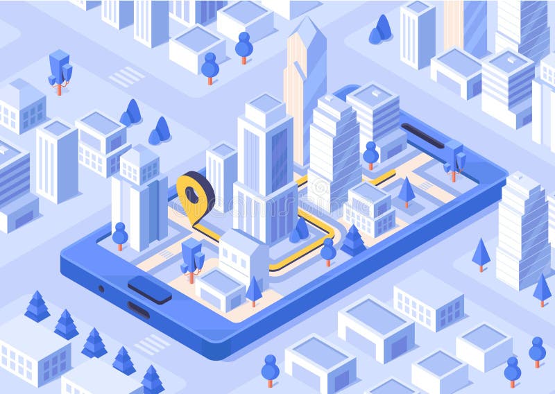 Map in mobile application stock vector. Illustration of flat - 275868586