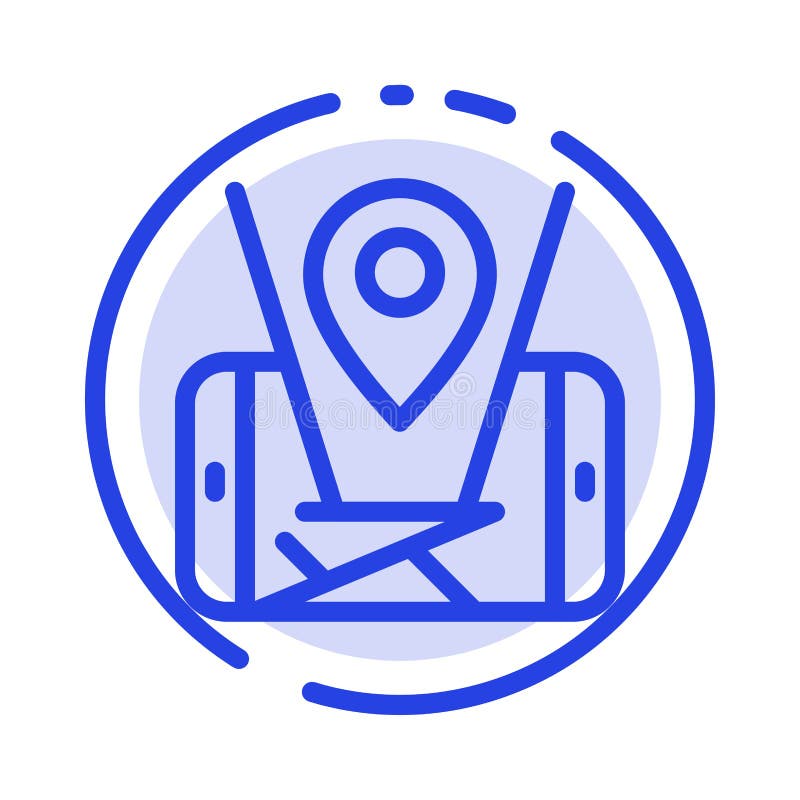Map, Mobile, Location, Technology Blue Dotted Line Line Icon Stock ...