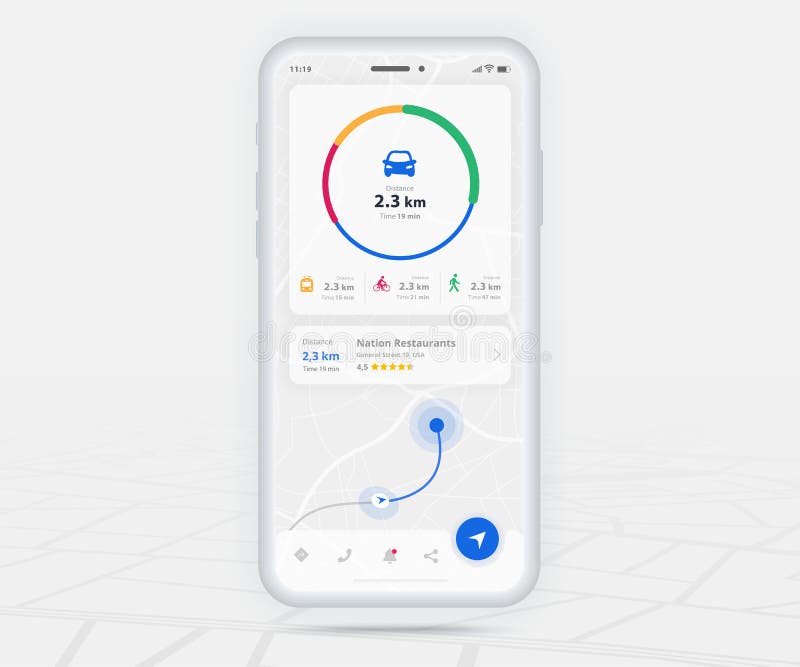 Map GPS Navigation App Ux Ui Concept, Mobile Map Application ...