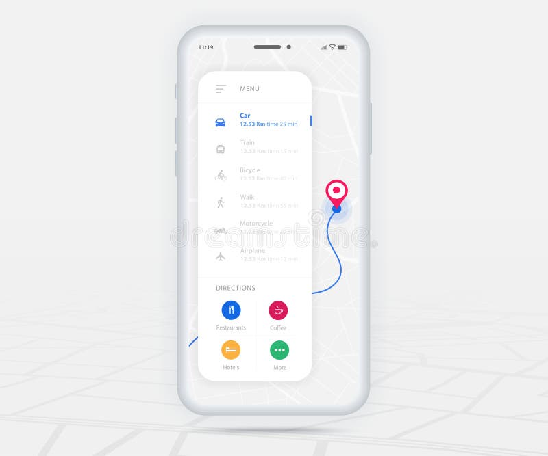 Map GPS Navigation App Ux Ui Concept, Mobile Map Application ...