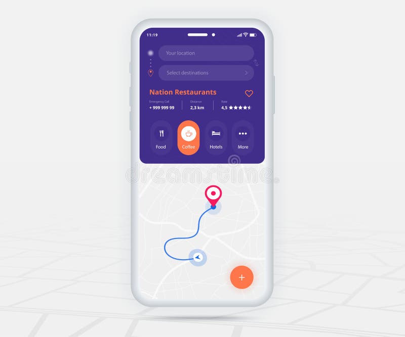Map GPS Navigation App Ux Ui Concept, Mobile Map Application ...