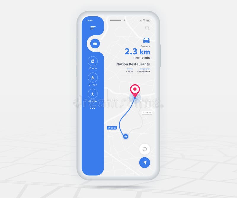 Map GPS Navigation App Ux Ui Concept, Mobile Map Application ...