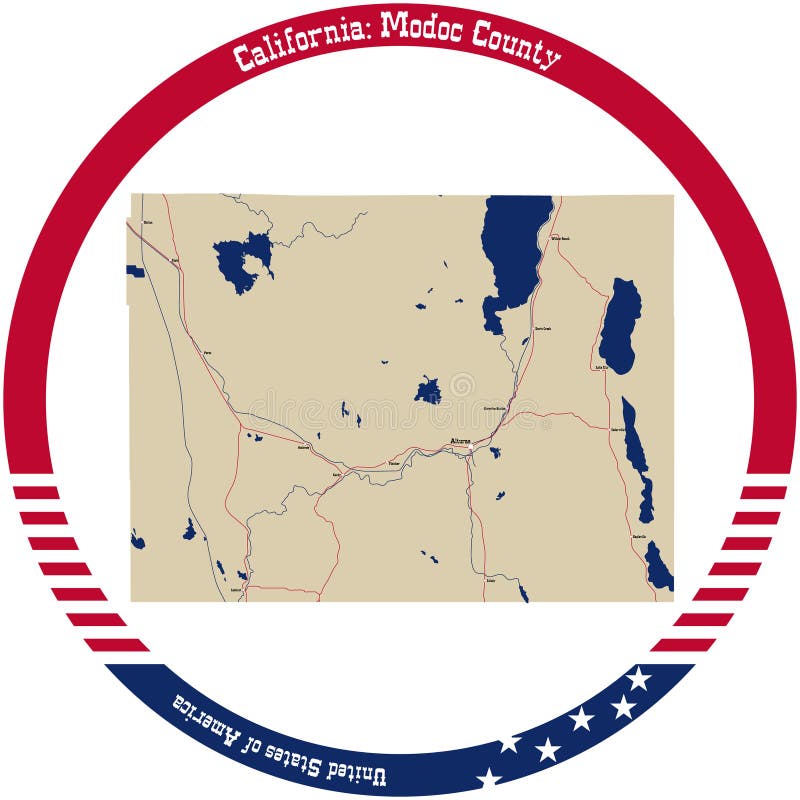 Map of Modoc County in California, USA Stock Vector - Illustration of ...