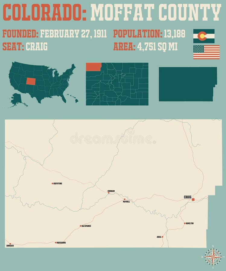 Map of Moffat County in Colorado Stock Vector - Illustration of icon ...