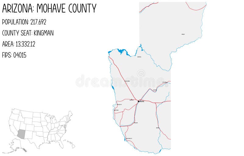 Map of Mohave County in Arizona, USA. Stock Vector - Illustration of ...