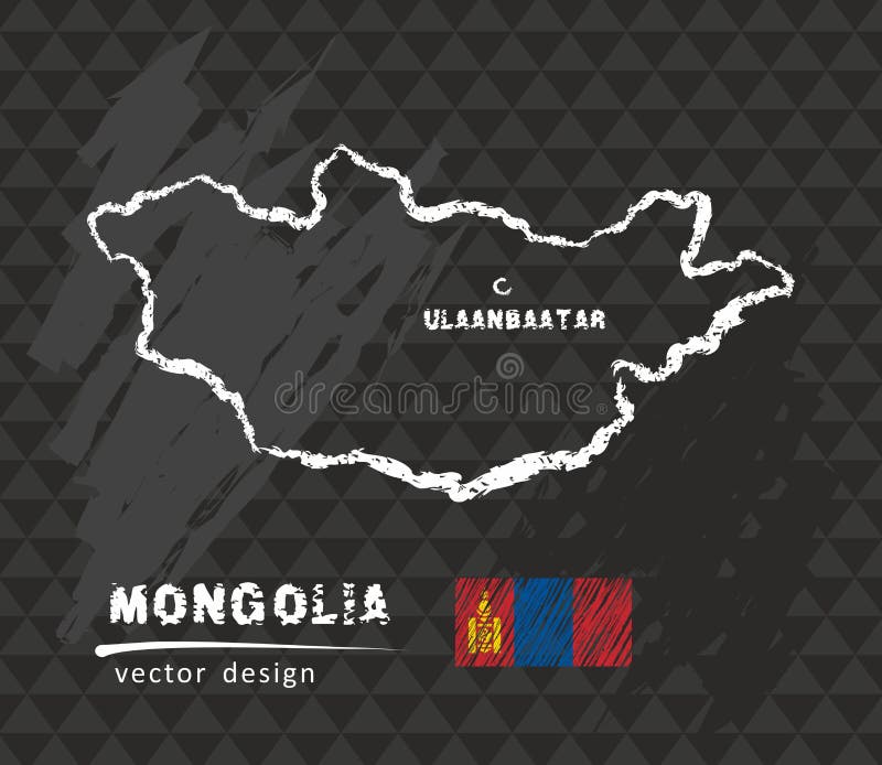 Mongolia Vector Map with Flag Inside Isolated on a White Background ...