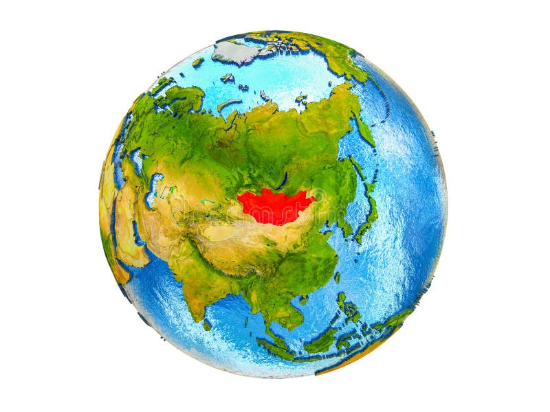 Map of Mongolia on 3D Earth Isolated Stock Illustration - Illustration ...